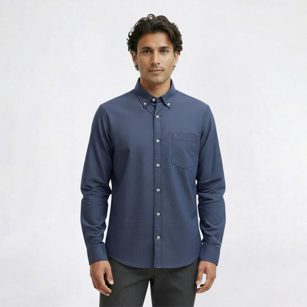 Mens IZOD(R) Long Sleeve Performance Button Down - Estate Blue